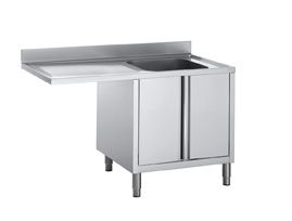 GASTROXTREM Edelstahl Spültisch mit Überstand mit 1 Becken mit Schiebetüren - versch ...