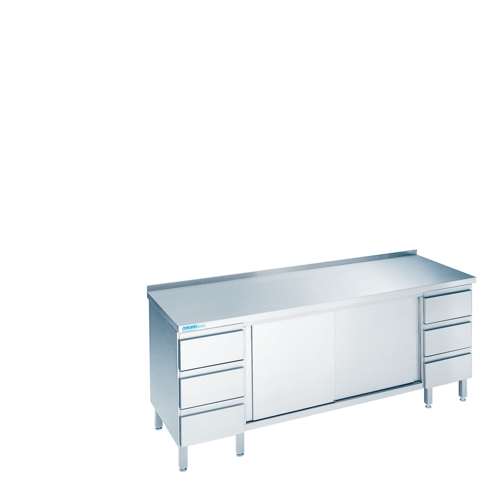 CHROMOnorm Arbeitsschrank mit 2 Schubladenblöcken und Schiebetüren - verschiedene Ausführungen ...