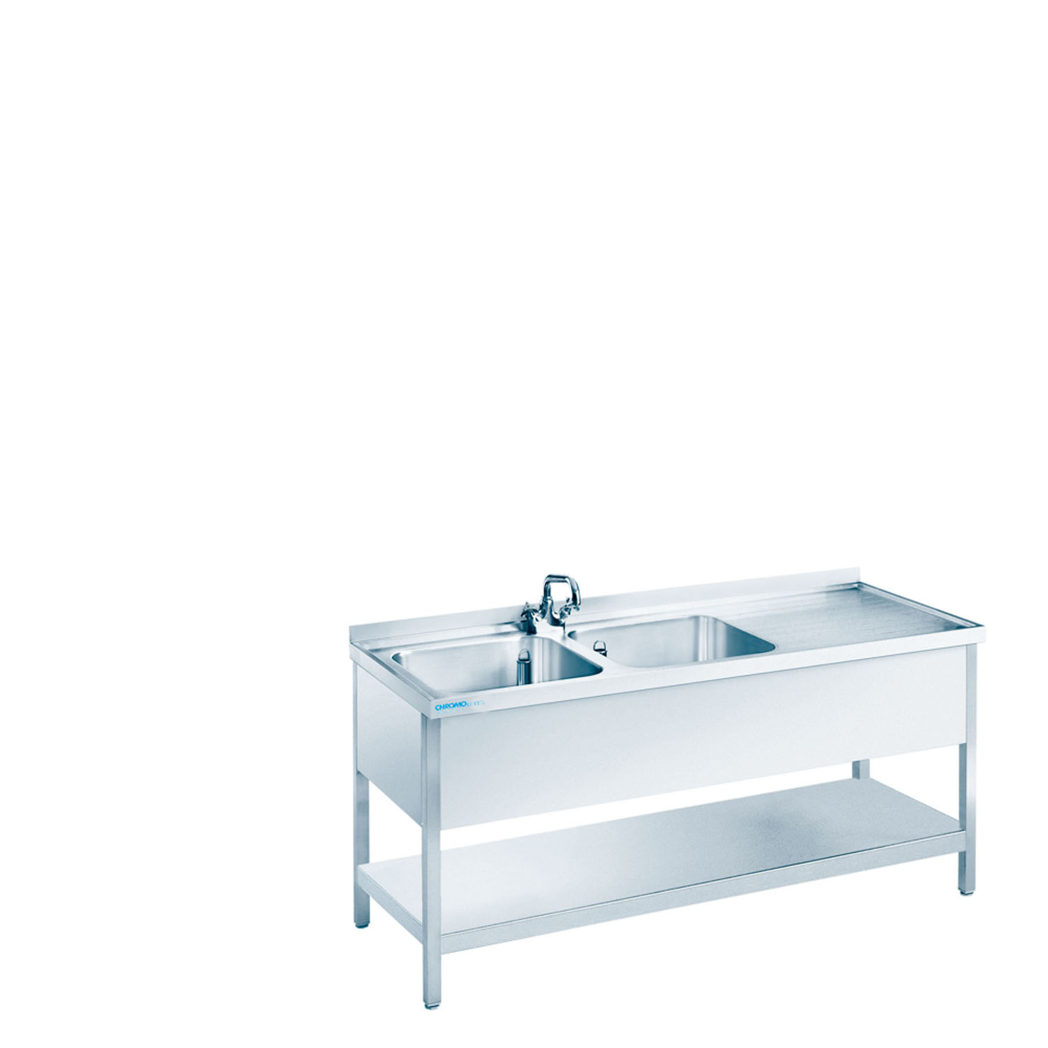 CHROMOnorm Edelstahl Spültisch mit 2 Becken mit Zwischenboden - verschiedene Ausführungen ...
